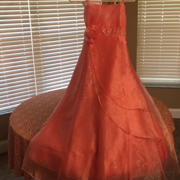 Shari Girl | Dresses | Coral Shari Girl Long Formal Dress | Poshmark